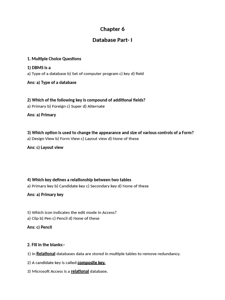 Chapter 6 Exercise CL 9 | PDF | Databases | Table (Database)