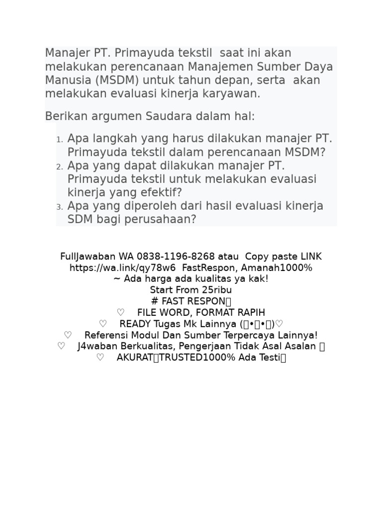 JAWABAN LENGKAP Tugas 3 - Manajemen Operasi Jasa | PDF