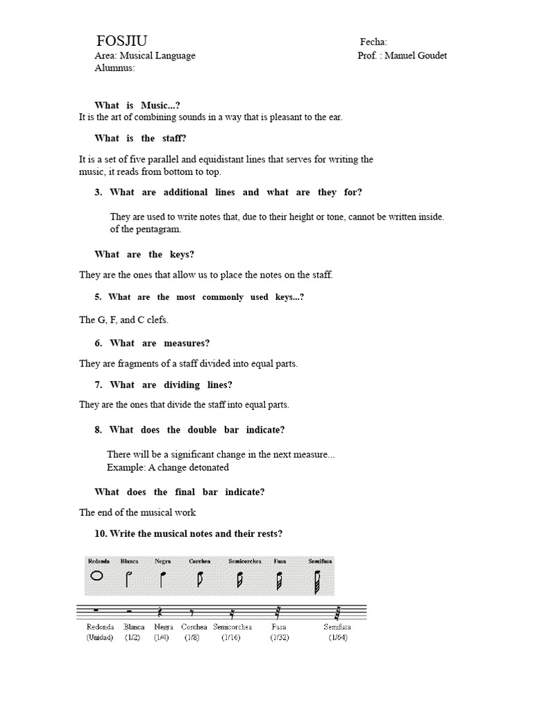 Music Exam No. 1 - With Answers | PDF