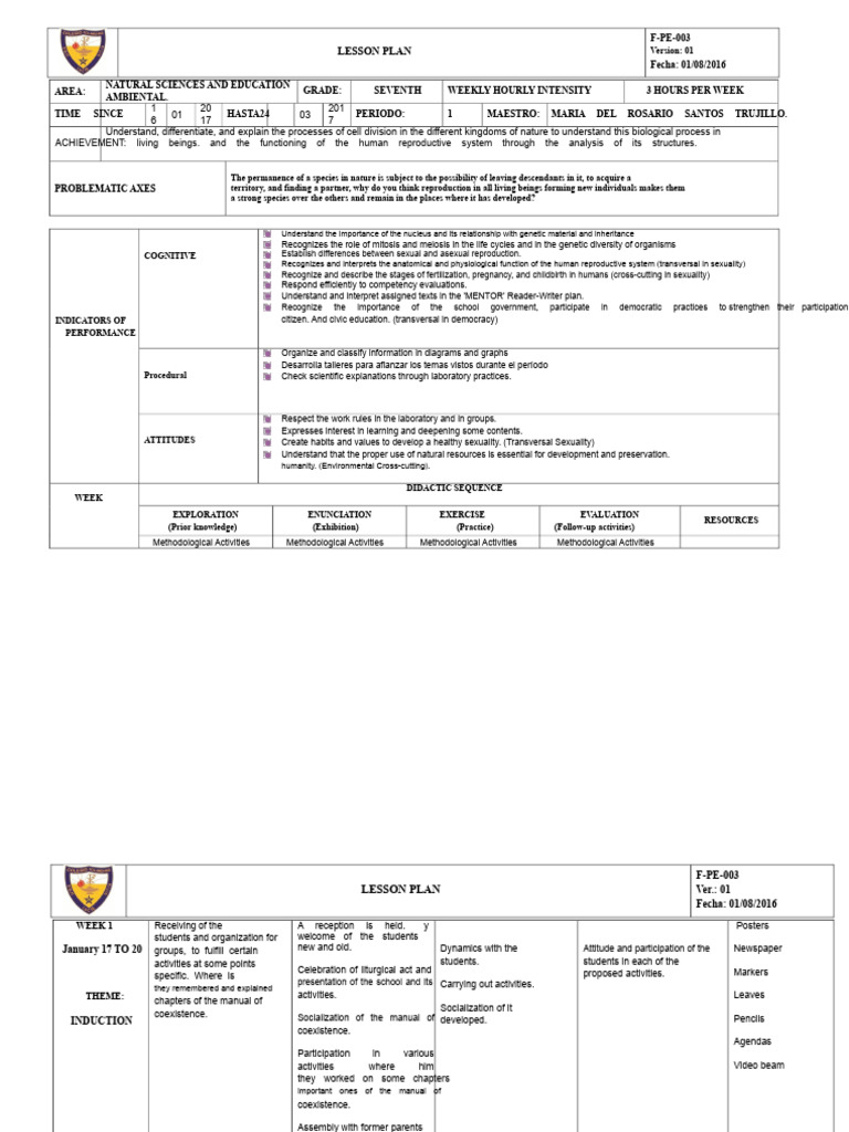 Biology Lesson Plan 7 | PDF | Sexual Reproduction | Meiosis