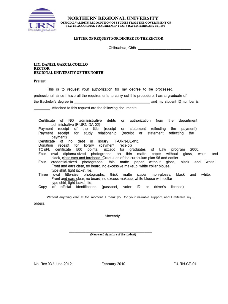 Letter of Application For Title To The Rector | PDF