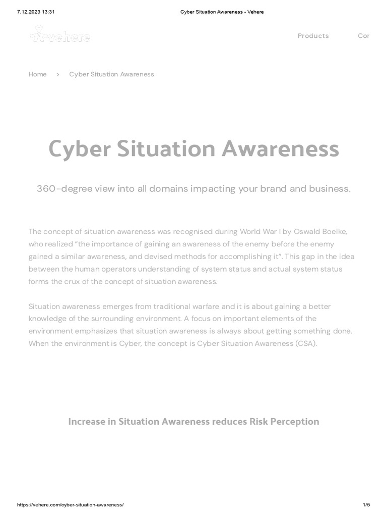 Cyber Situation Awareness - Vehere | PDF | Situation Awareness ...