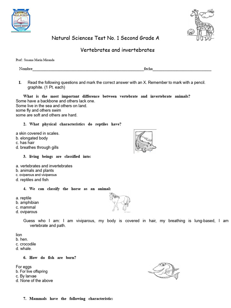 Natural Sciences Test No. 1 Second Grade A | PDF