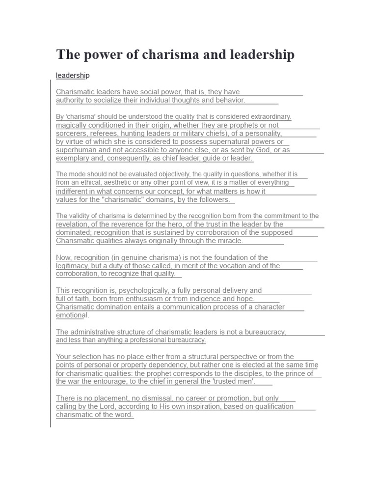 The Power of Charisma PDF | PDF | Charisma | Leadership