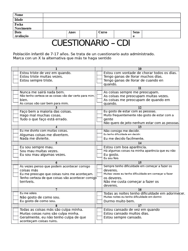 Questionário _ Cdi Word | PDF