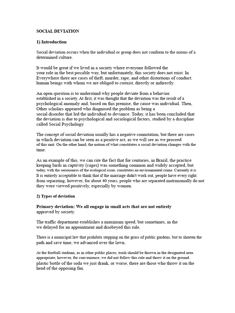 Understanding Social Deviation Types | PDF | Deviance (Sociology ...