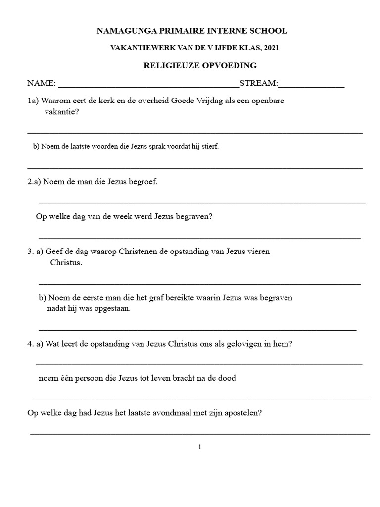 Namagunga Primaire Interne School: Vakantiewerk Van de V Ijfde Klas ...