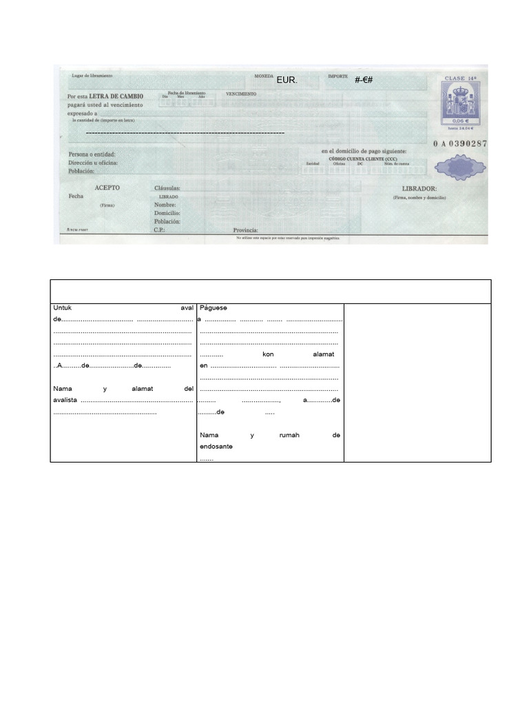 Template Bill of Exchange | PDF