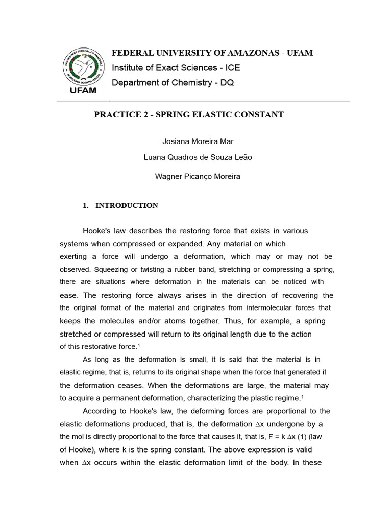 Elastic Constant of The Spring | PDF | Deformation (Engineering ...