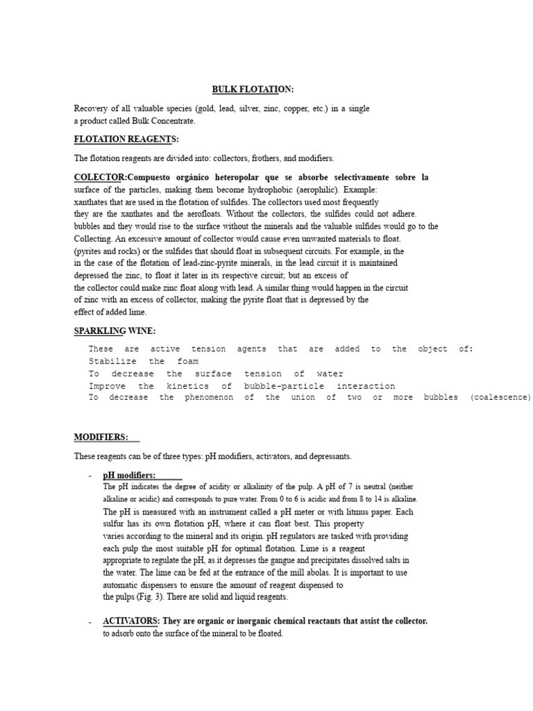 Bulk Flotation | PDF | Chemical Compounds | Physical Sciences