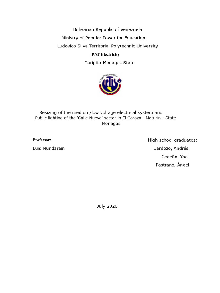 First Step of The Project For TSU | PDF | Electric Power Distribution ...