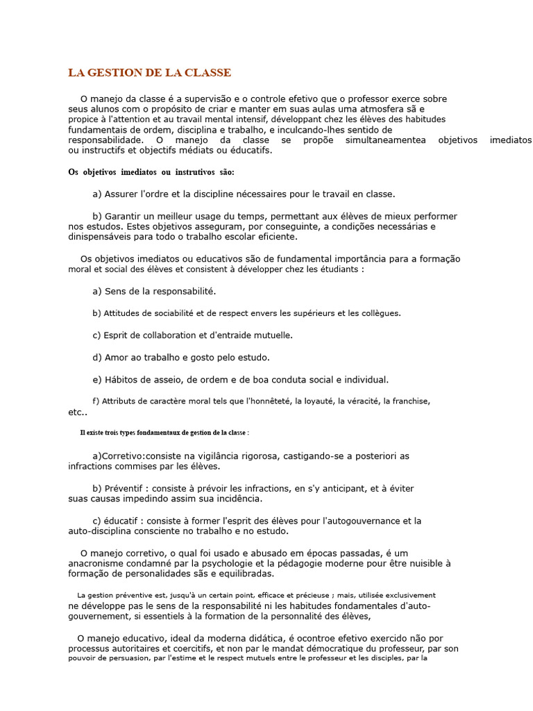 La Gestion de La Classe | PDF | Psychologie | Cognition
