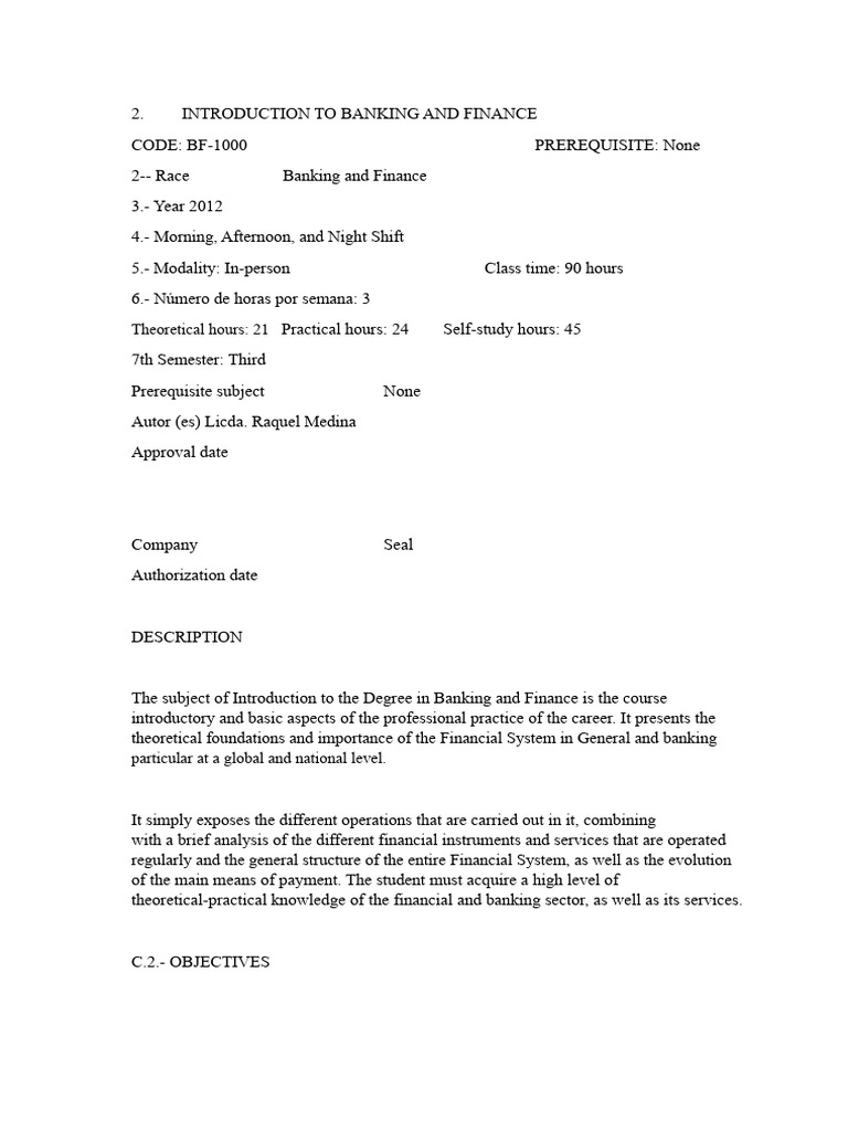 Introduction To Banking and Finance | PDF | Evaluation | Banks