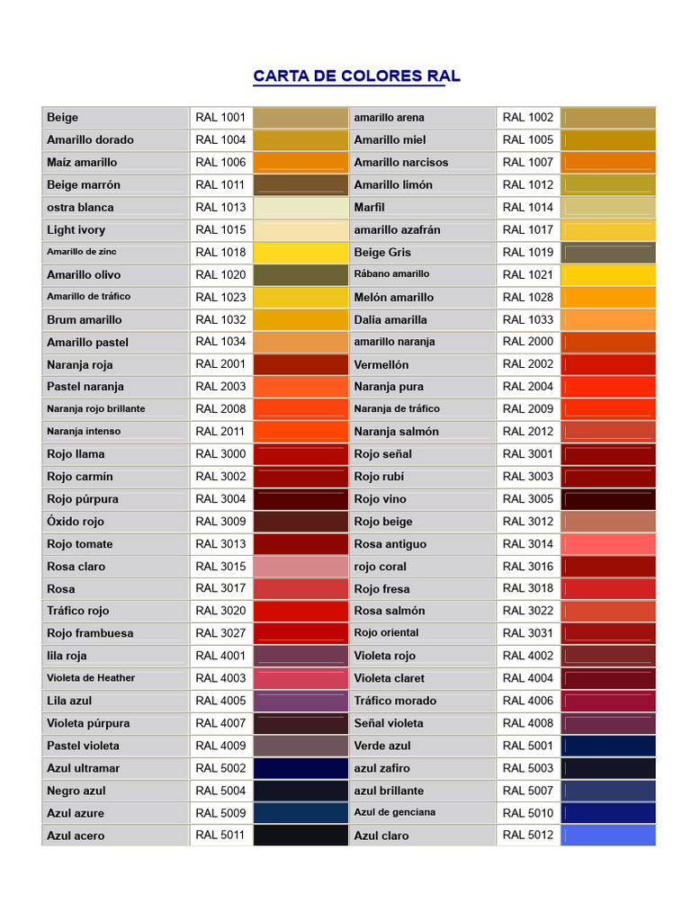 Carta de colores RAL completa | PDF | marrón | Amarillo