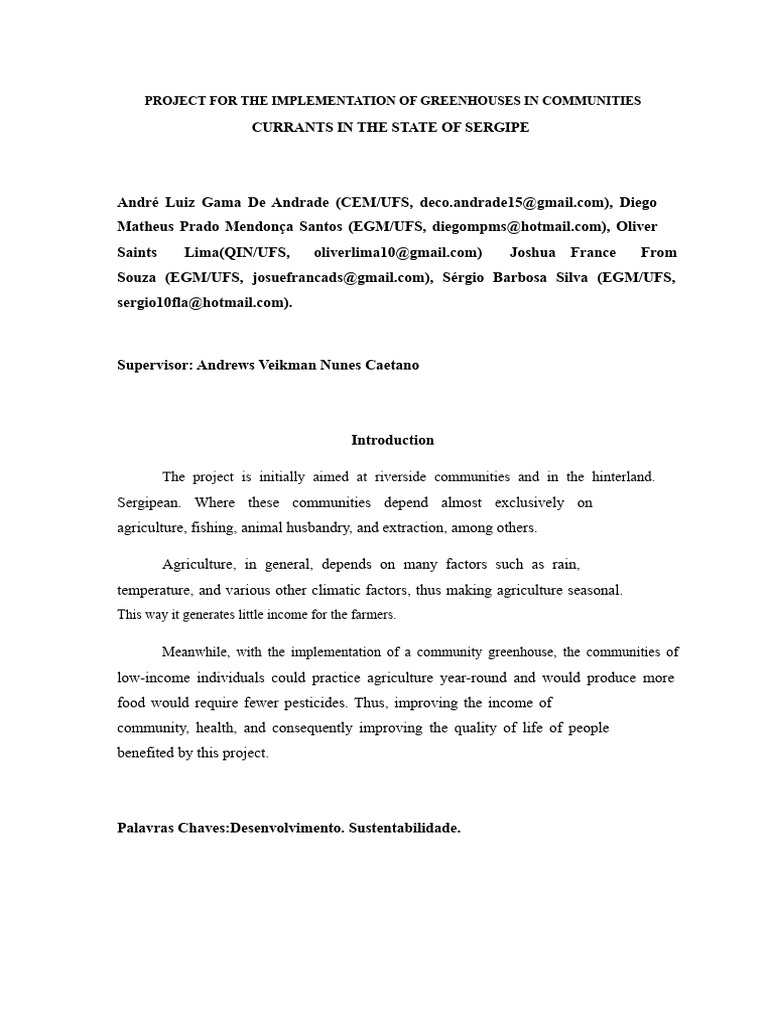 Project For The Implementation of Greenhouses | PDF | Irrigation ...