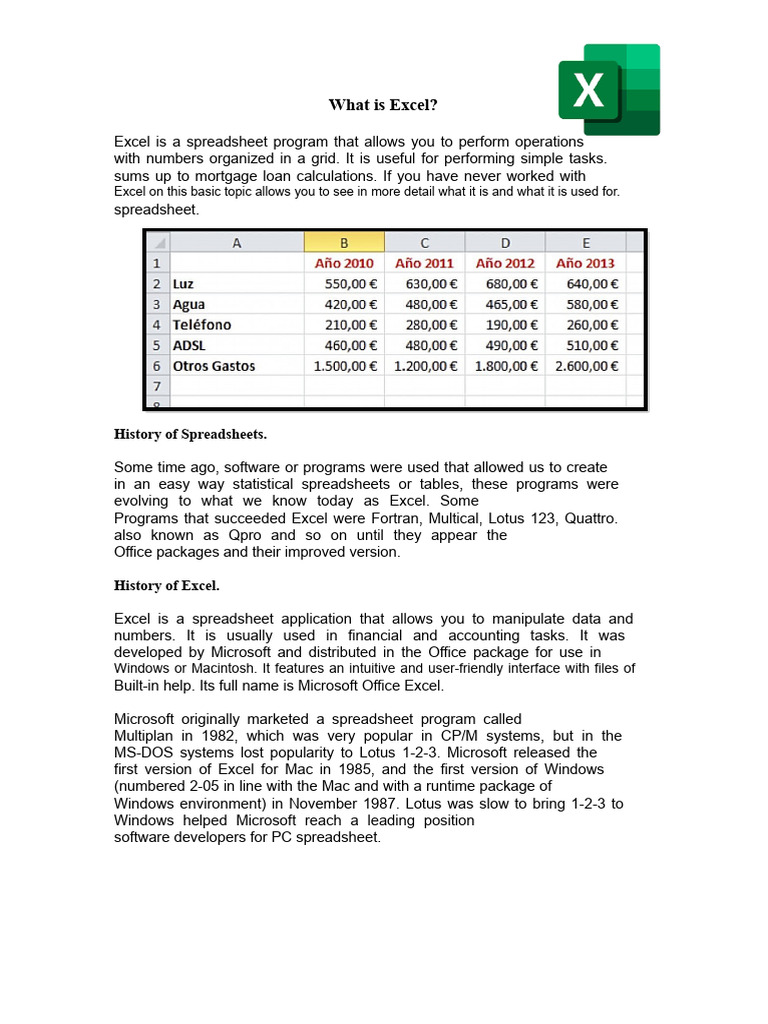 History of Excel | PDF | Microsoft Excel | Spreadsheet