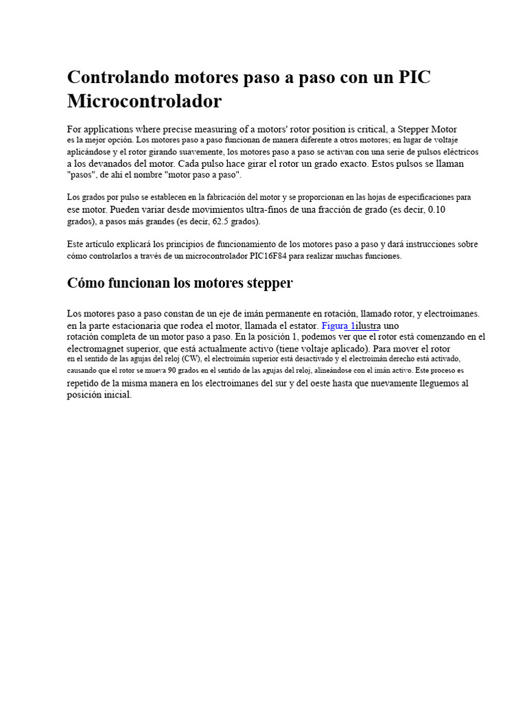 Controlando Motores Paso A Paso Con Un Microcontrolador PIC | PDF ...
