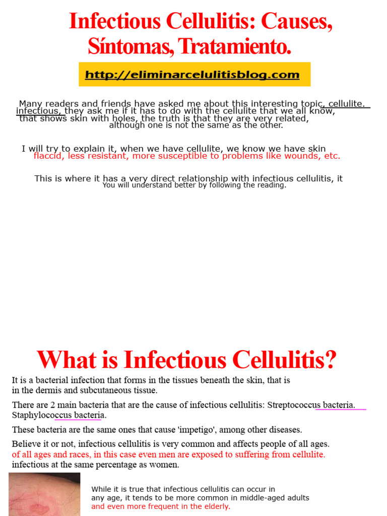 Infectious Cellulitis: Causes, Symptoms, and Treatment | PDF ...