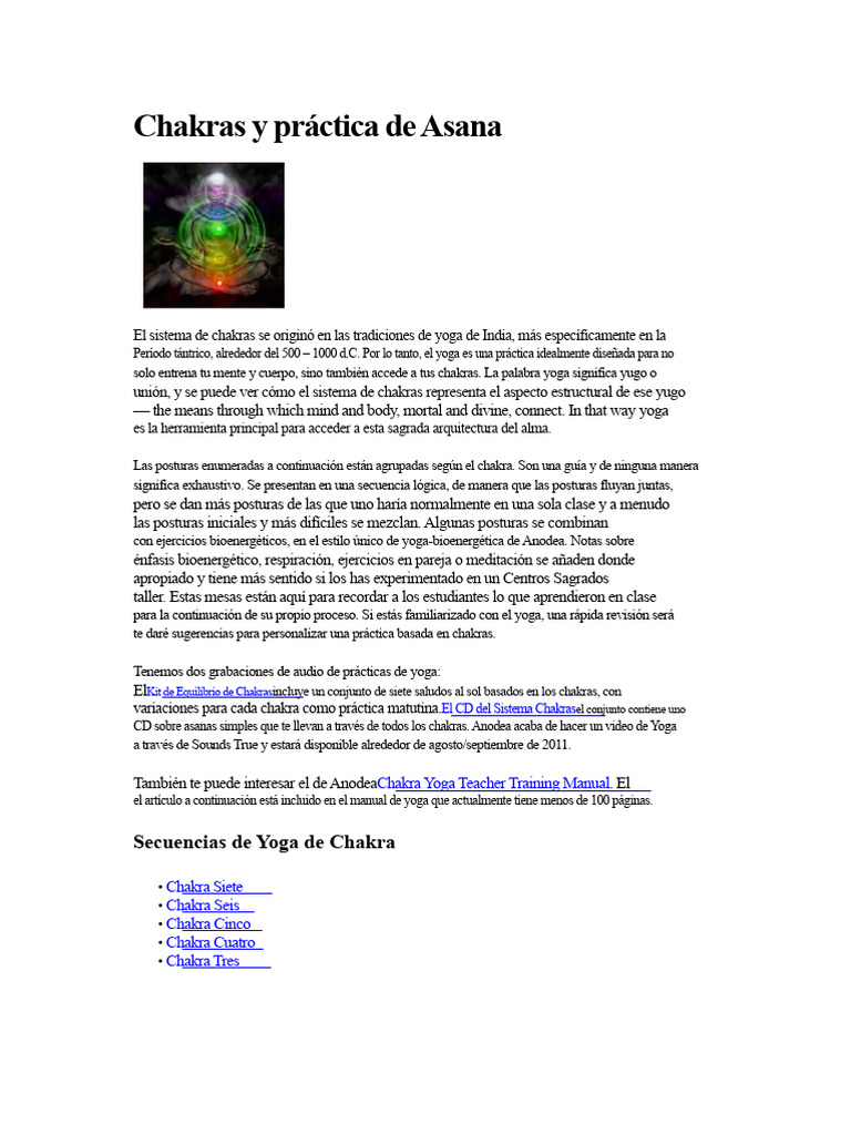 Chakras y práctica de Asana | PDF | Yoga | Asana