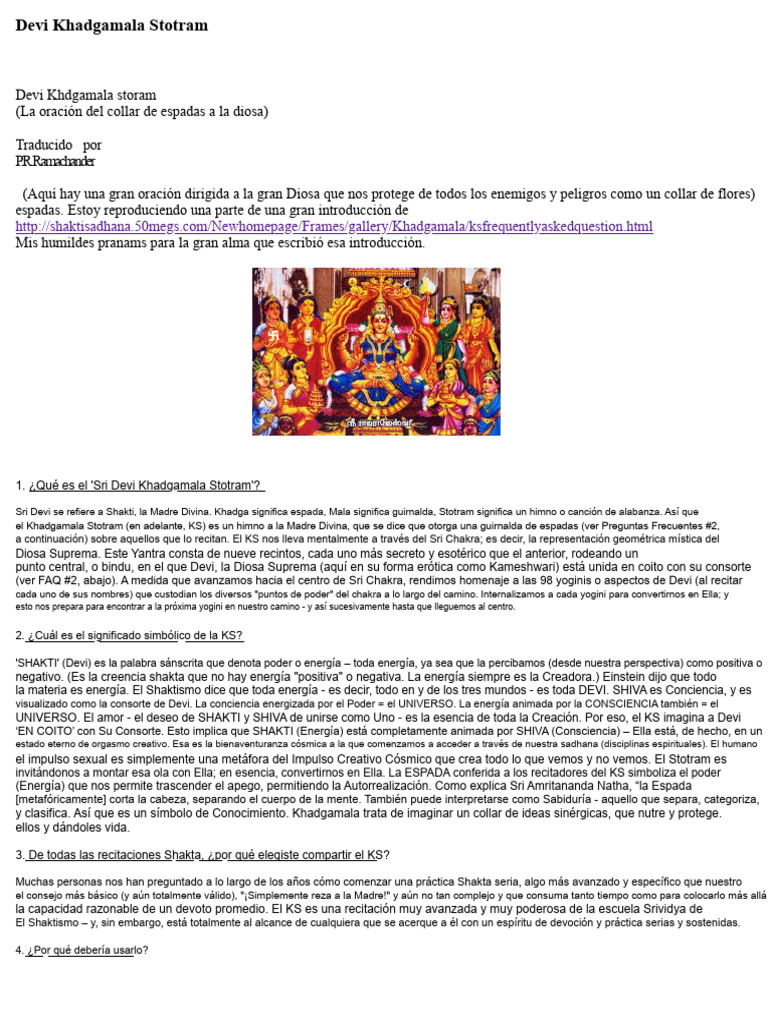 Khadgamala Stotram Himno A La Diosa Shakti Pdf Shiva