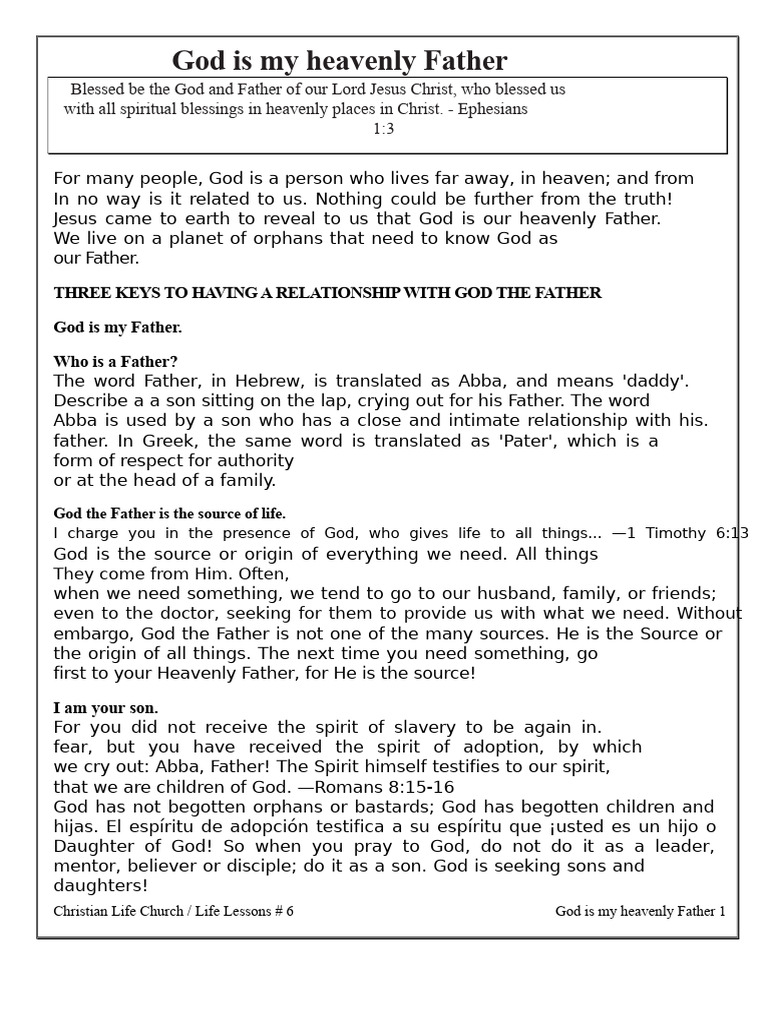 God Is My Heavenly Father | PDF | God The Father | Lord's Prayer