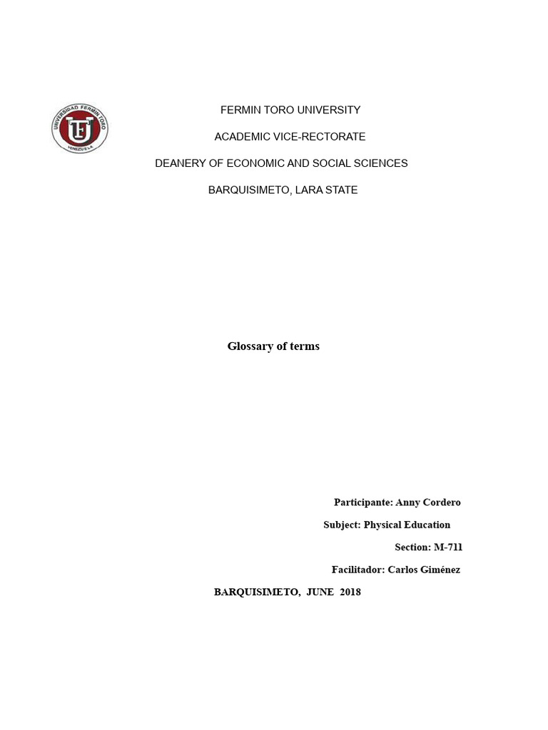 Glossary of Sports | PDF | Aerobic Exercise | Physical Fitness