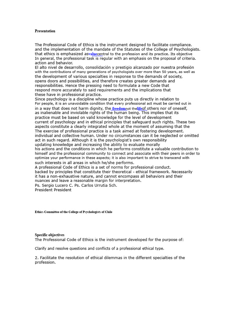 Professional Code of Ethics for Psychologists | PDF | Confidentiality ...