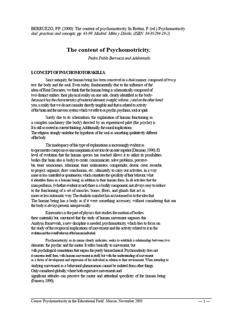 The Content of Psychomotricity | PDF | Exhalation | Vestibular System