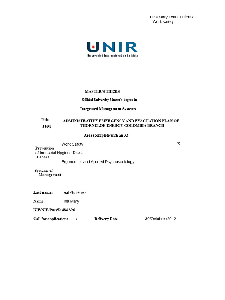 Emergency and Evacuation Plan Fin | PDF | Risk | Occupational Safety And Health