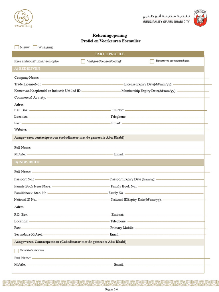 Tawtheeq Rekeningopening Formulier en | PDF