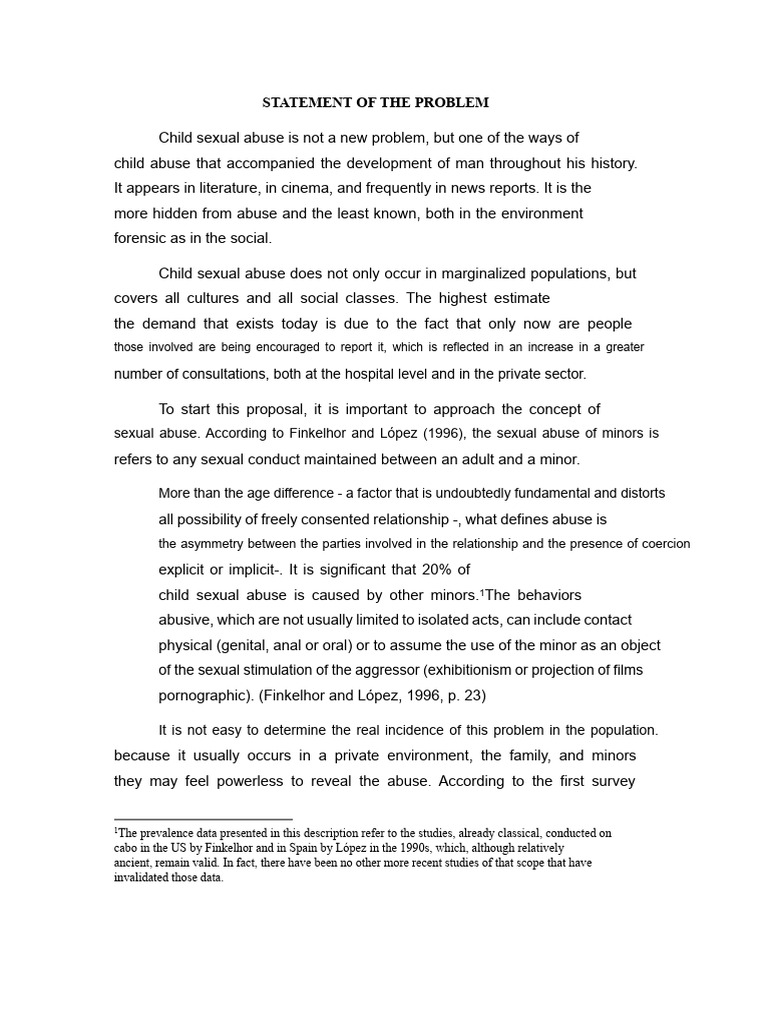 Problem Statement in Sexual Abuse Projects | PDF | Child Sexual Abuse ...