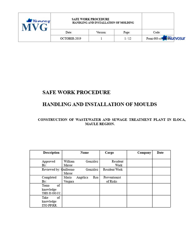 Safe Molding Installation Procedures | PDF | Personal Protective ...