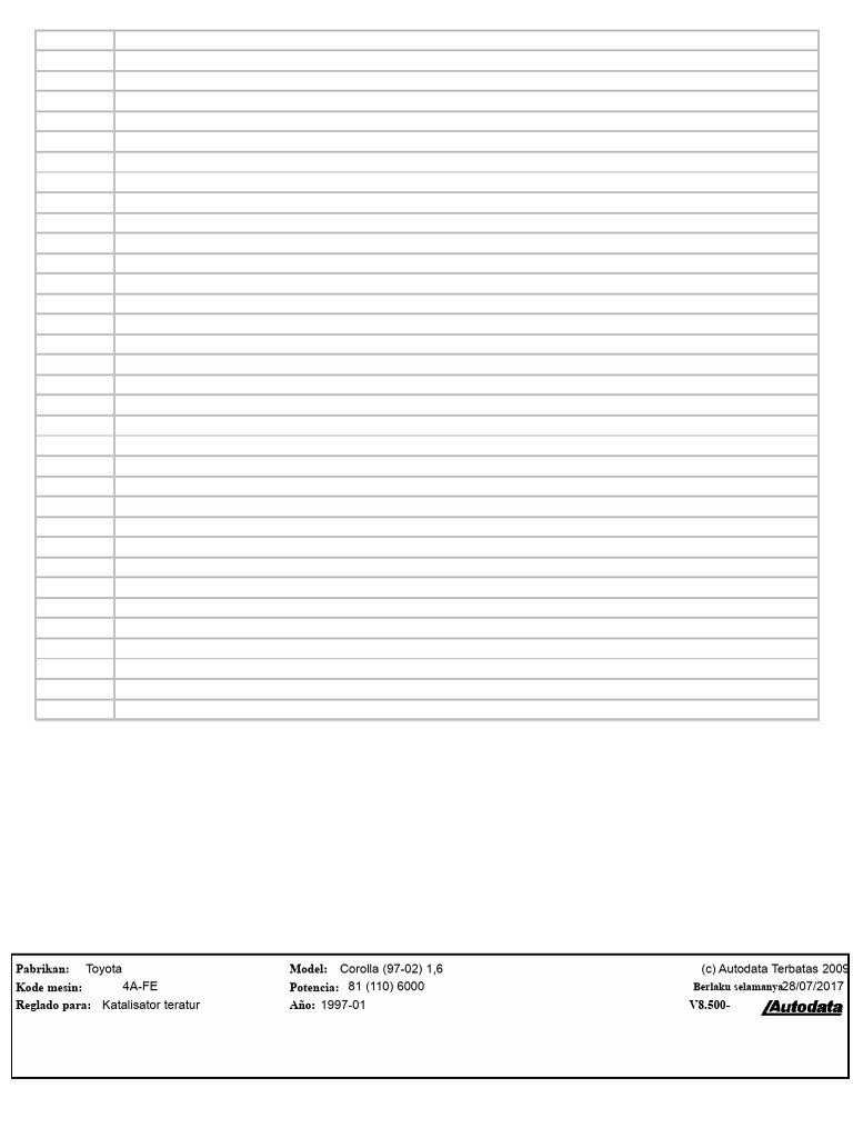 Toyota Corolla 1.6 4AFE 2001 Ecu Pinout | PDF