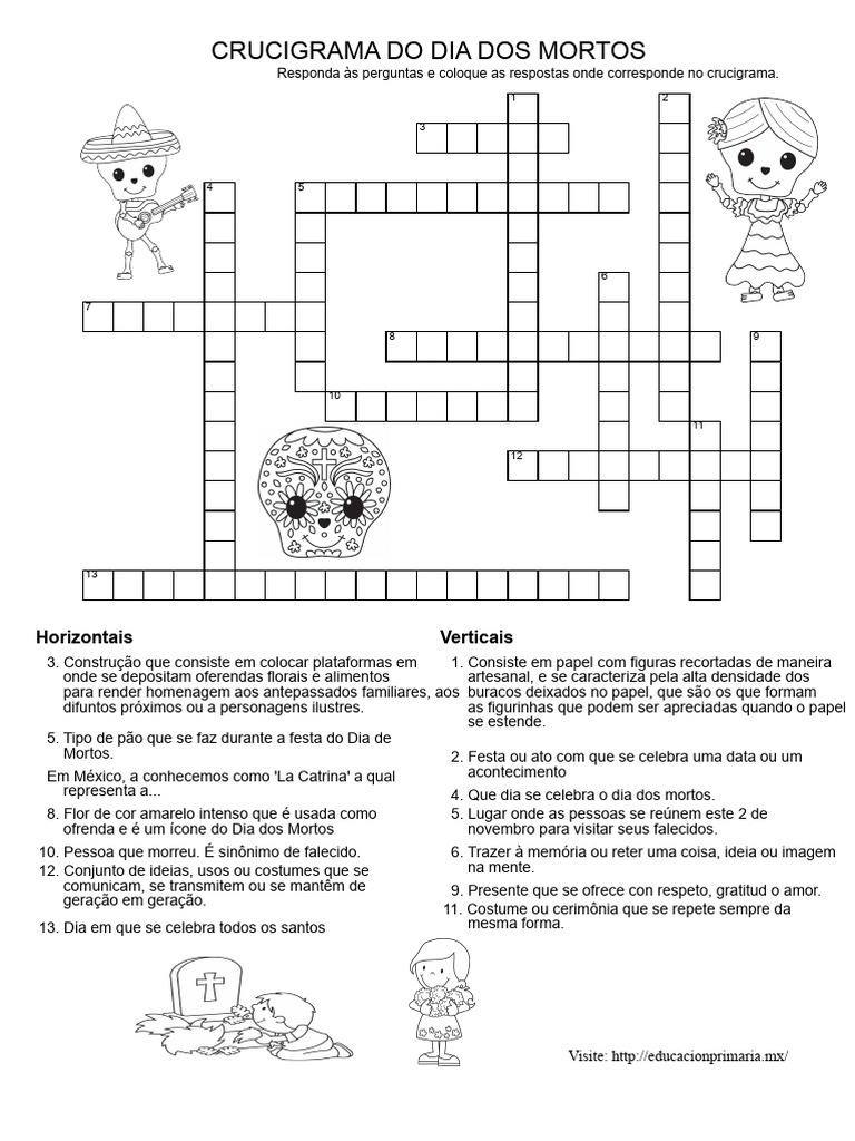Atividades do Dia dos Mortos: Crucigramas | PDF