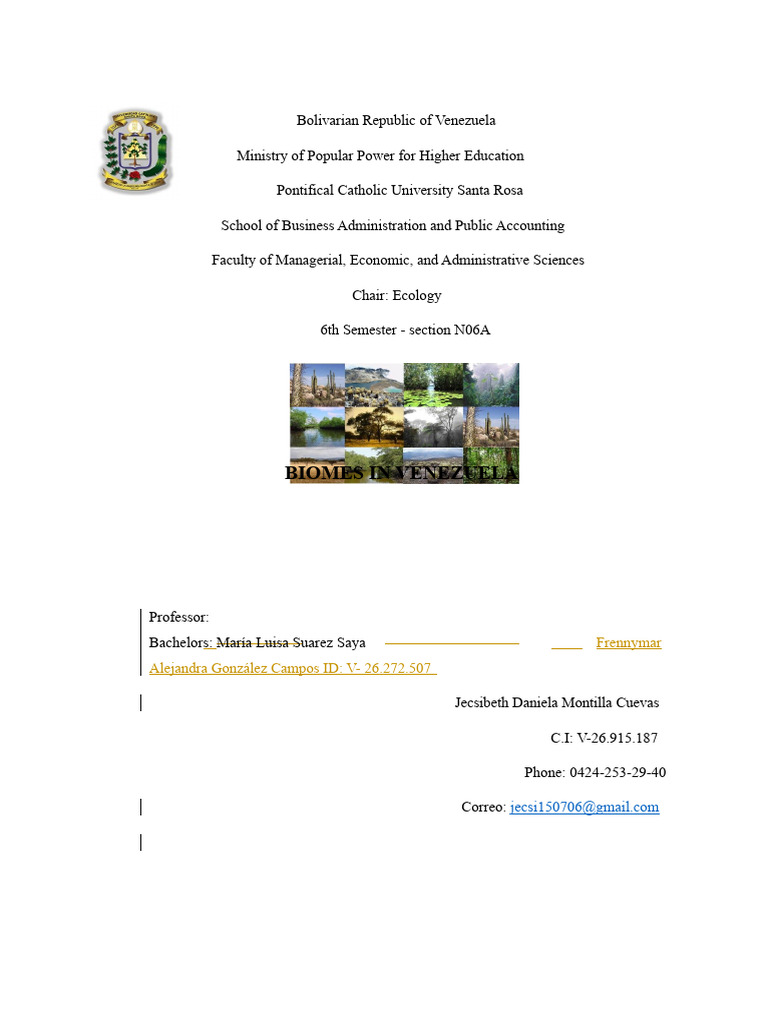 Biomes of Venezuela: Diversity and Importance | PDF | Forests ...