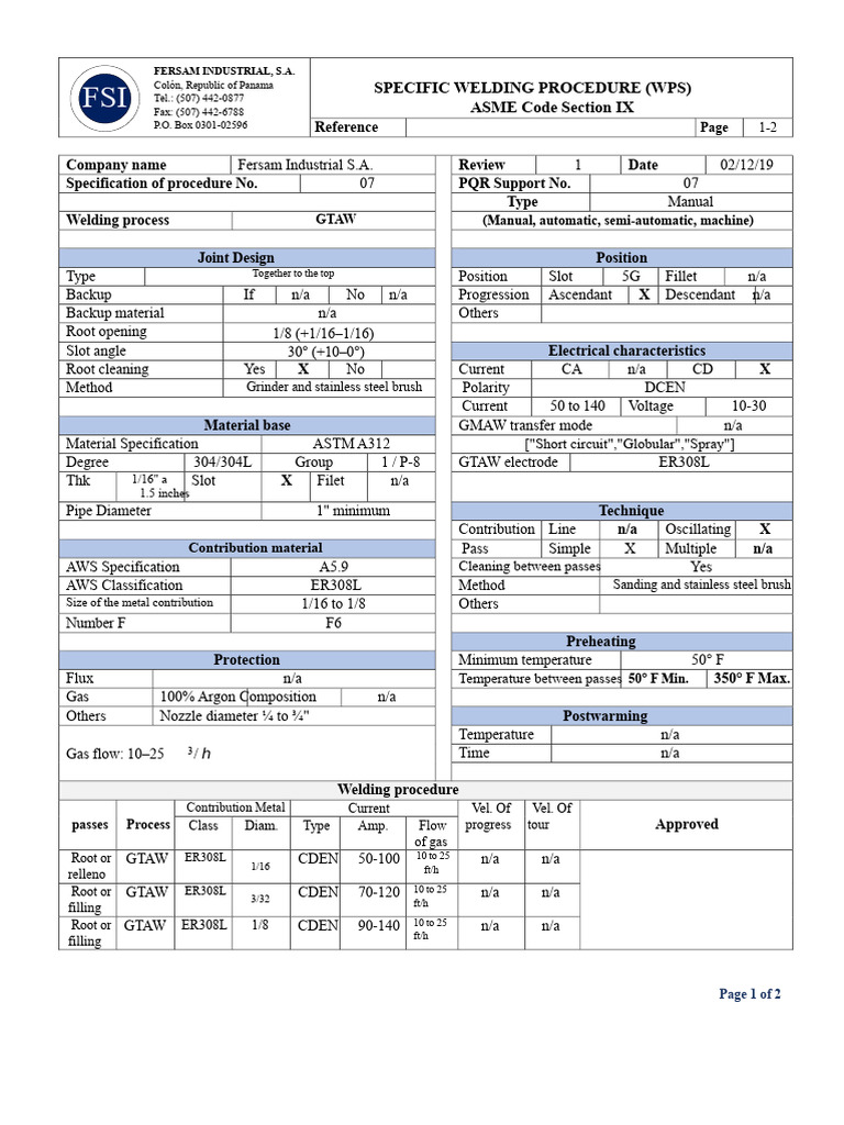 WPS-07 Stainless Steel Pipe | PDF | Welding | Construction