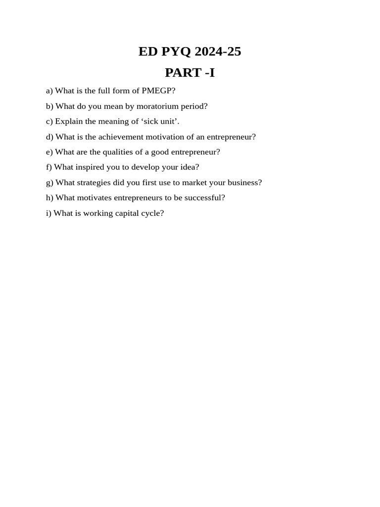 Ed 2023-24 Pyq Solution | PDF | Entrepreneurship | Payments
