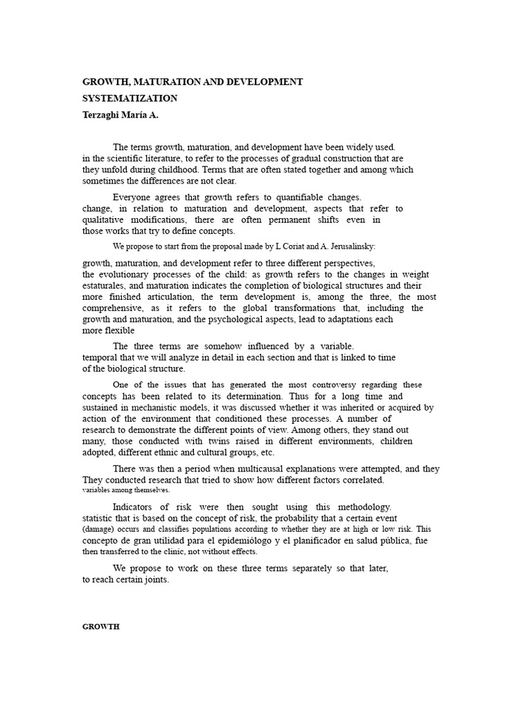 Understanding Growth, Maturation, Development | PDF | Developmental ...