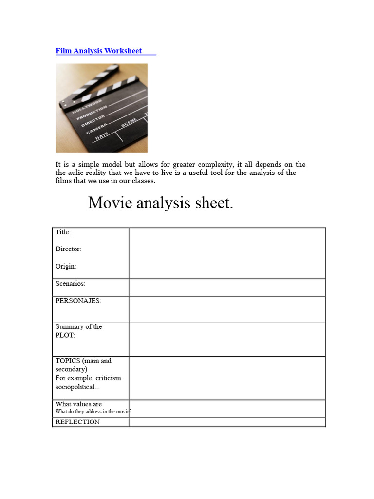 Sheet For Analyzing Movies | PDF