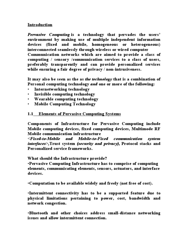 Understanding Pervasive Computing Systems | PDF | Computer Network | Information And ...