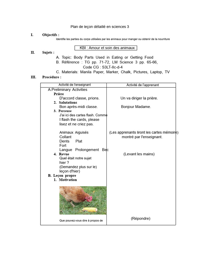 Leçon sur les parties du corps des animaux | PDF | Zoologie | Biologie