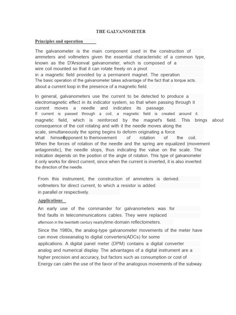 The Galvanometer | PDF | Electromagnetism | Electricity