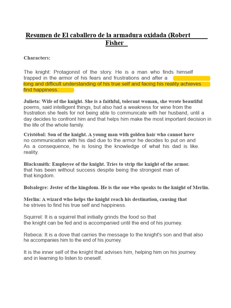 G3. Summary of The Knight in Rusty Armor | PDF