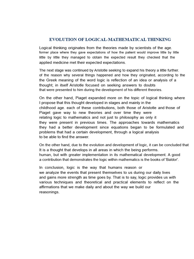 Evolution of Logical Thinking | PDF | Theory | Thought