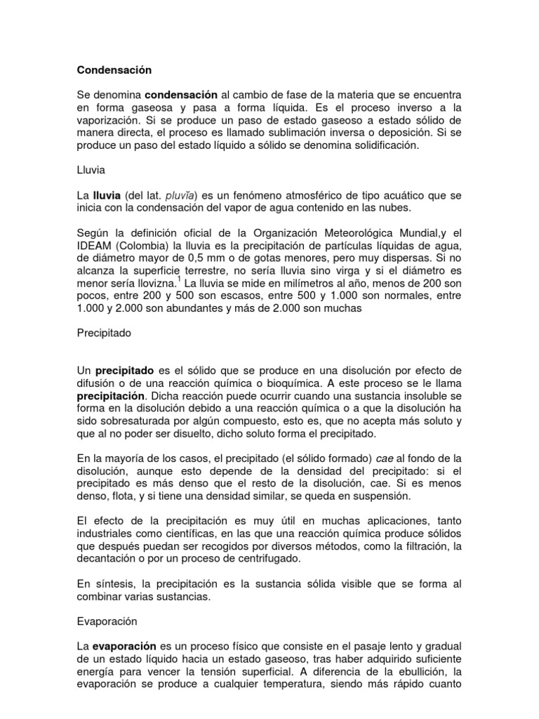 Condensación | PDF | Evaporación | El ciclo del agua