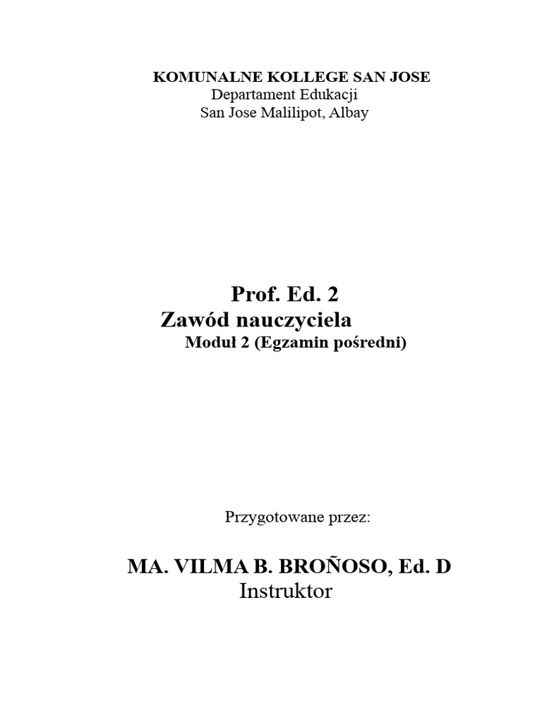 Moduł 2 Zawód Nauczyciela | PDF