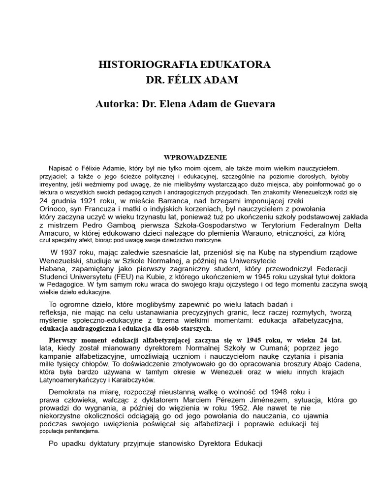 Historiografia Felix Adam | PDF