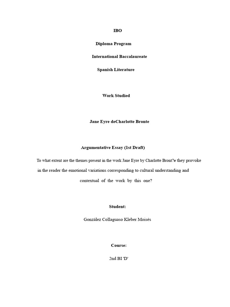 Essay On Jane Eyre - Kleber González | PDF | Jane Eyre | Charlotte Brontë