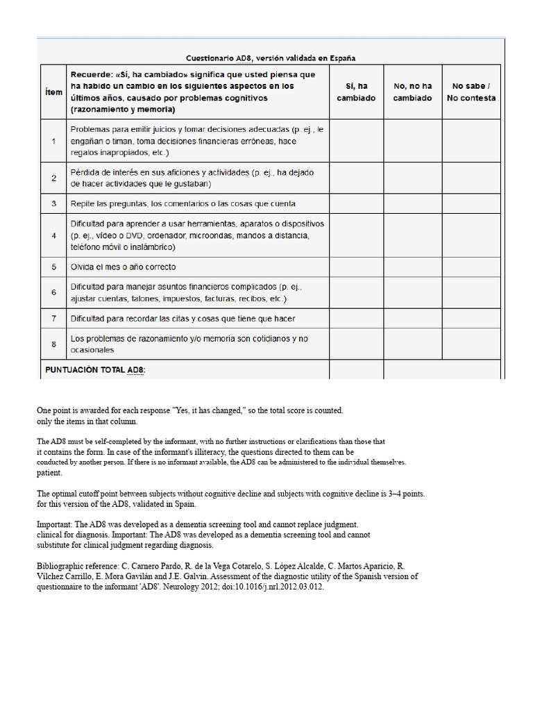 Questionnaire 1 Dementia | PDF | Dementia | Cognition