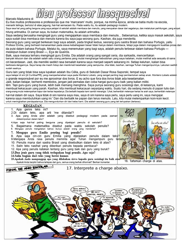 Kegiatan Guru Saya yang Tak Terlupakan | PDF